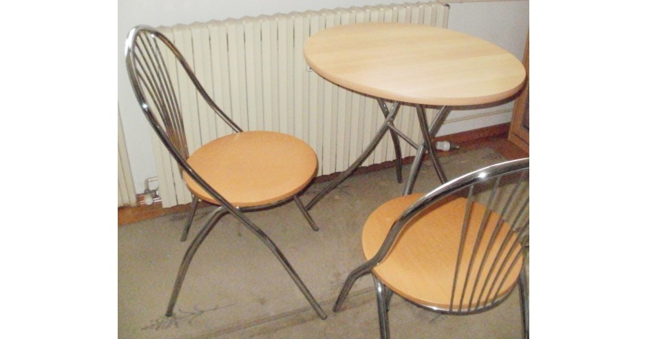 Set Nou Masa si Scaune Mobexpert, Lemn Masiv si Metal, Gradina Balcon ...