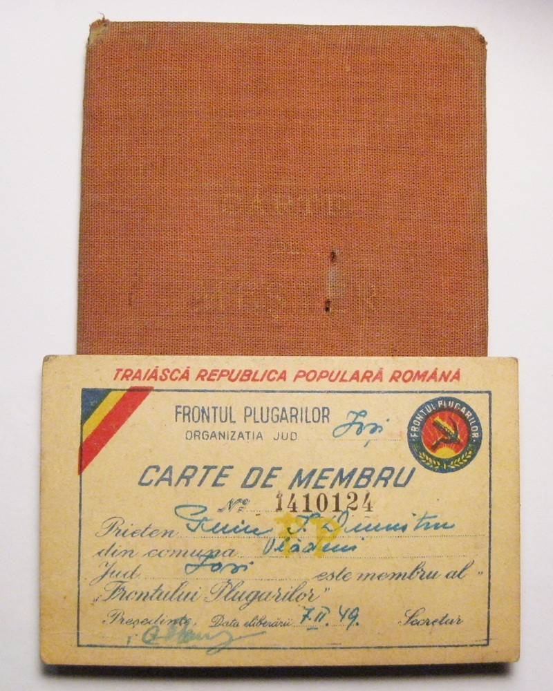 Carte de membru Partidul Frontul Plugarilor Iasi 1949 cu timbre ...