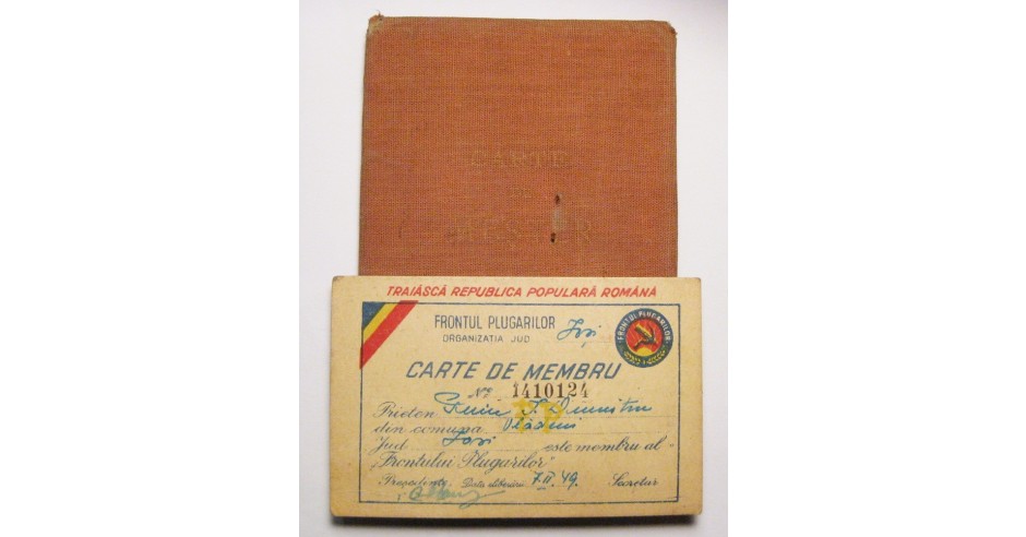 Carte de membru Partidul Frontul Plugarilor Iasi 1949 cu timbre ...