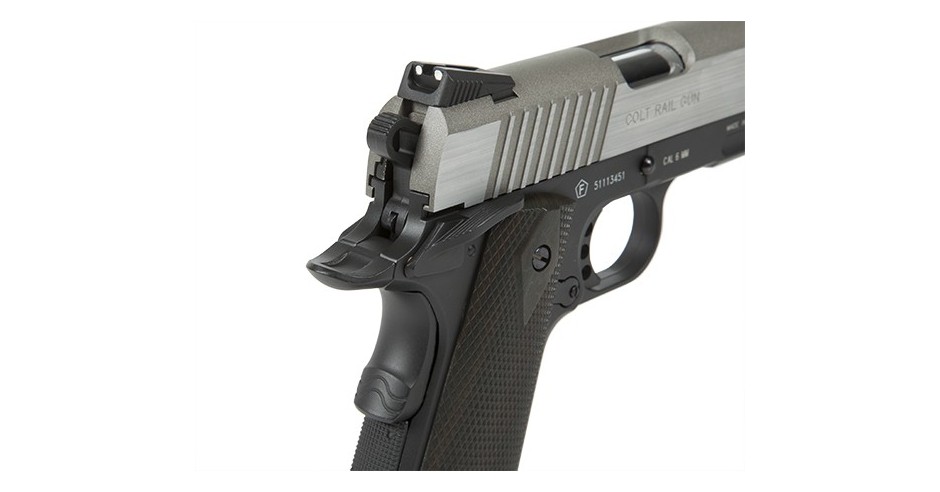 Pistol Airsoft Colt M1911 Rail Gun Silver CO2 Cybergun | arhiva Okazii.ro