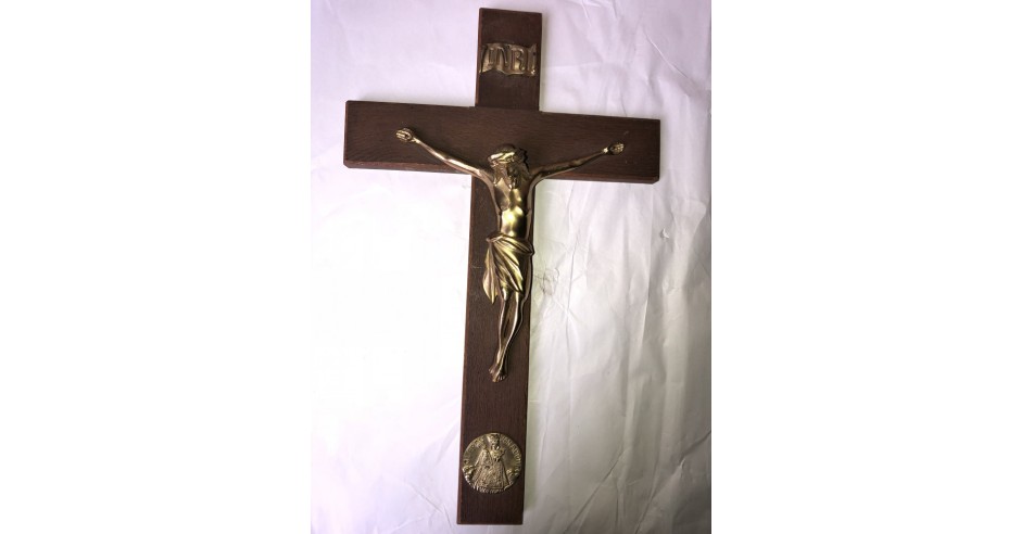 Cruce din lemn,cu Isus ,rastignit,din metal | arhiva Okazii.ro