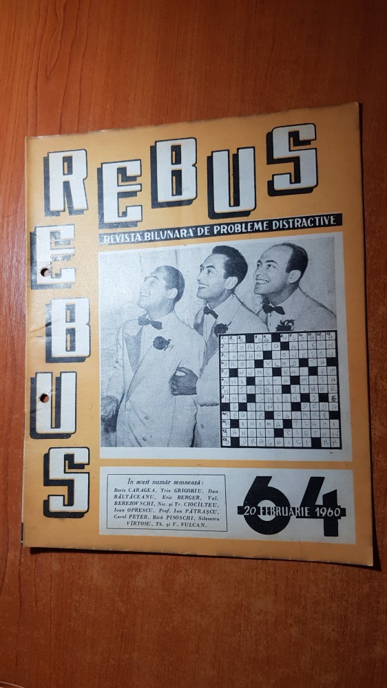 revista rebus nr. 64 din 20 februarie 1960- doar 2 rebusuri completate ...