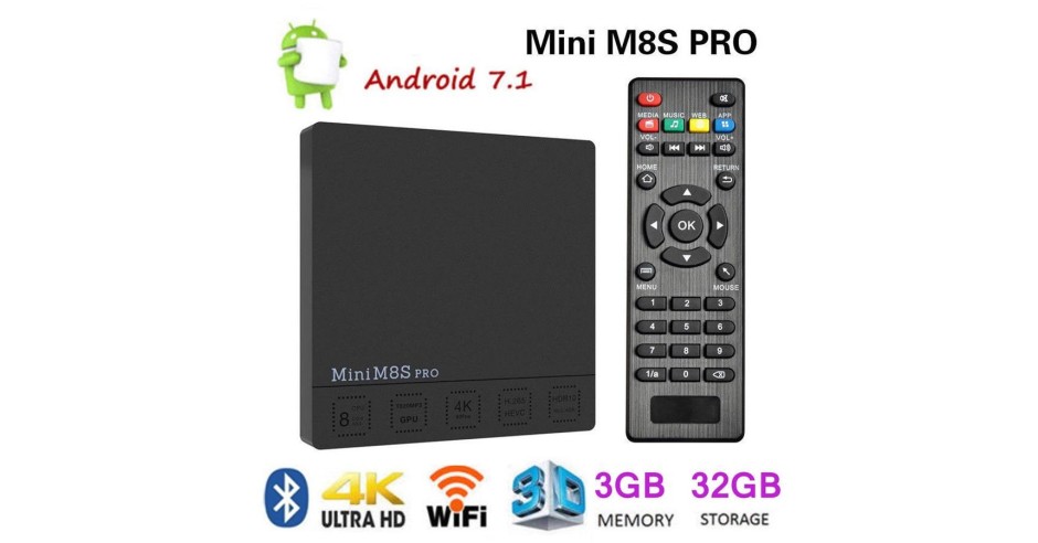Mini PC TV Box Mini M8S PRO, 4K, Octa-Core, 3GB RAM, 32GB, WiFi 5 GHz ...