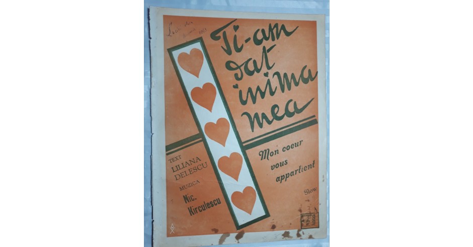 PARTITURA MUZICALA VECHE - PARFUM DE EPOCA - TI-AM DAT INIMA MEA - N ...