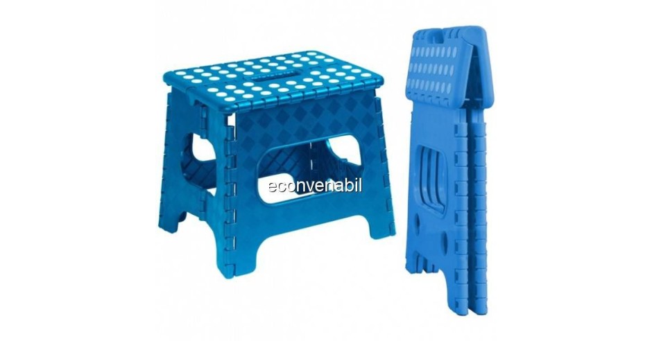Scaunel Pliabil Albastru cu Maner Suporta 130Kg 27cm | arhiva Okazii.ro
