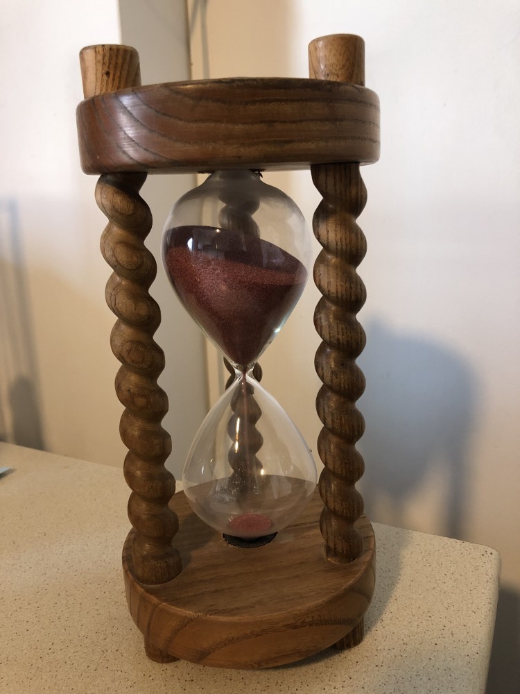 Clepsidra veche,germana,mare,hour glas,din sticla cu nisip,15 min ...