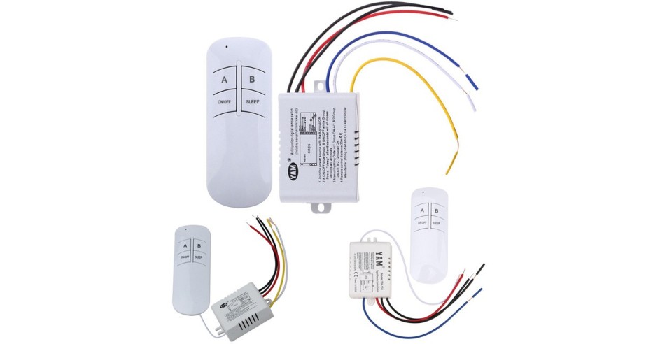 kit telecomanda si receptor 220v cu 2 canale wireless lumina fasung ...