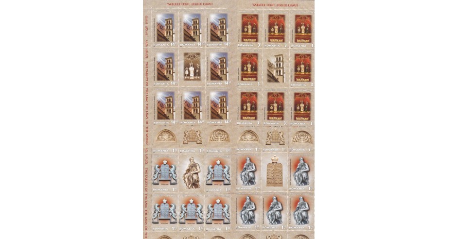 2013 LP 1990 d TABLELE LEGII LEGILE LUMII SET MINICOLI 8 TIMBRE+VINIETA ...