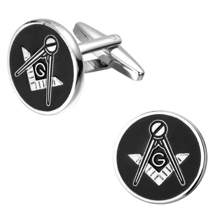 Butoni metalic tematici simbol masonic + ambalaj cadou, Inox | Okazii.ro