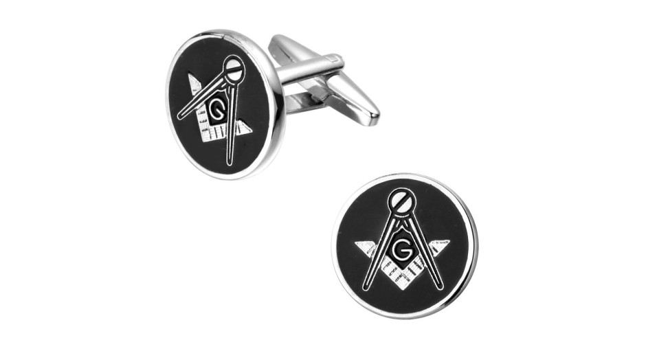 Butoni metalic tematici simbol masonic + ambalaj cadou, Inox | Okazii.ro