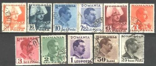 Romania 1936 - CAROL II CU „POSTA”. UZUALE, serie stampilata, CR2, Regi ...
