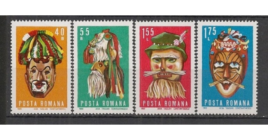 Romania 1969 - MASTI FOLCLORICE, serie nestampilata, Z10, Arta ...