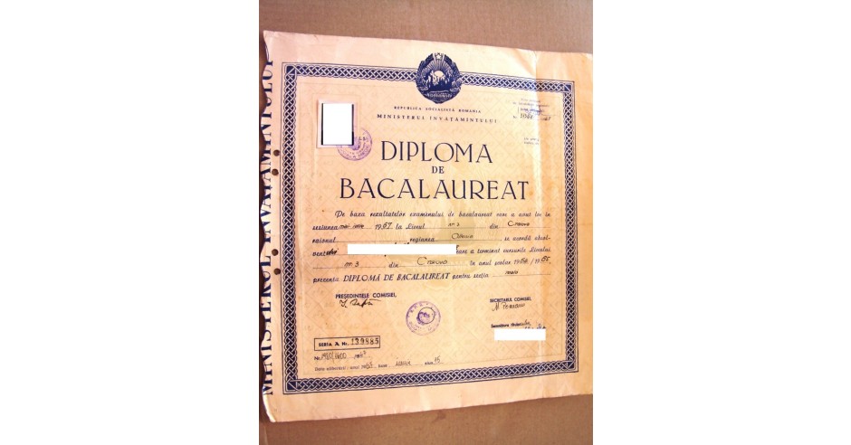 DIPLOMA DE BACALAUREAT - RSR | arhiva Okazii.ro