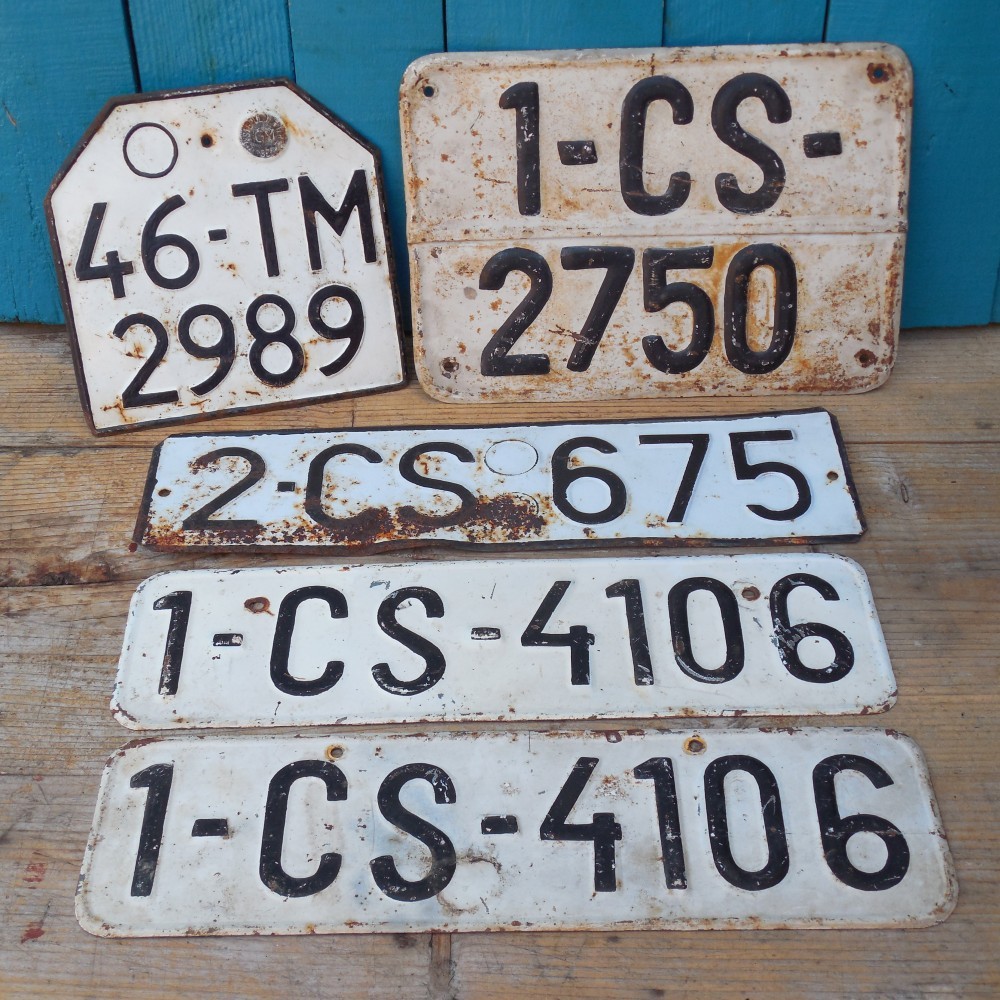 5 NUMERE AUTO / MOTO VECHI - FACUTA DIN TABLA EMBOSATA - ROMANESTI DIN ...