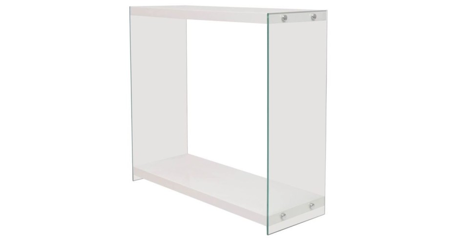 Masa consola cu raft din sticla, MDF, alb lucios | arhiva Okazii.ro