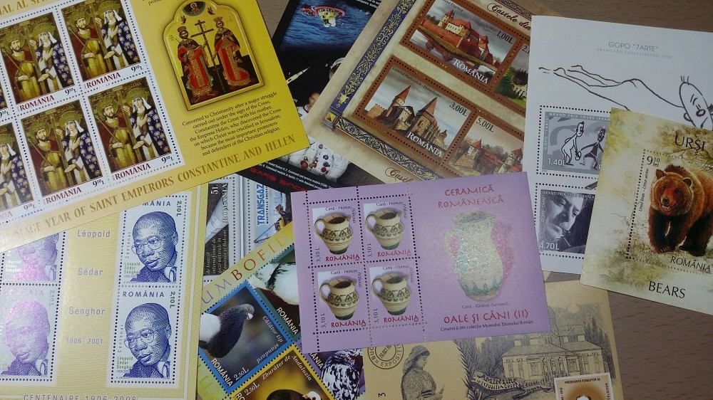 FRANCATURA 55% din valoarea nominala timbre Romania serii, colite, MNH ...