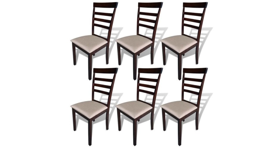 6 Scaune din lemn solid, Maro-crem | arhiva Okazii.ro