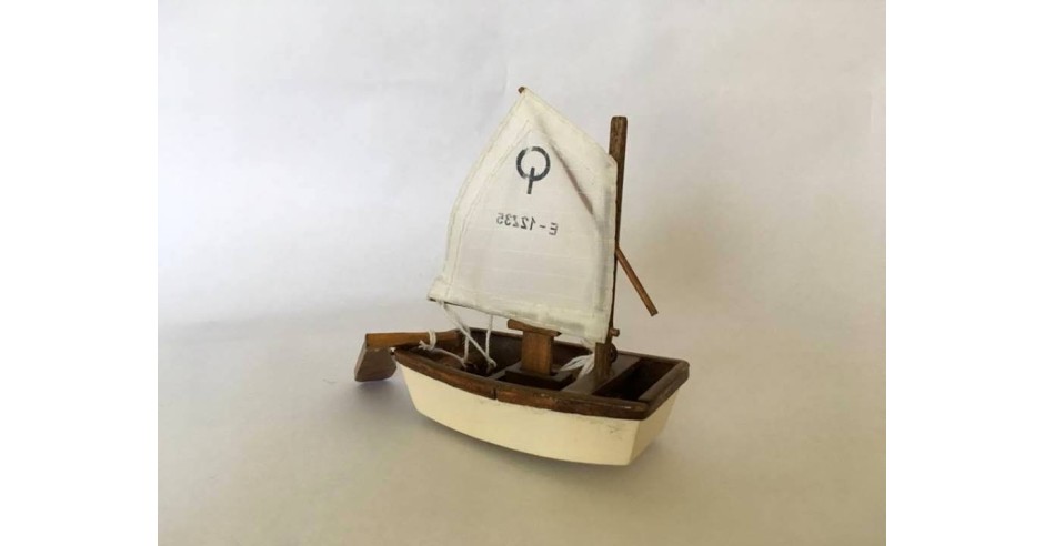 Macheta lemn barca/vapor RICCIONE, 9x8cm, colectie, decor, naval ...
