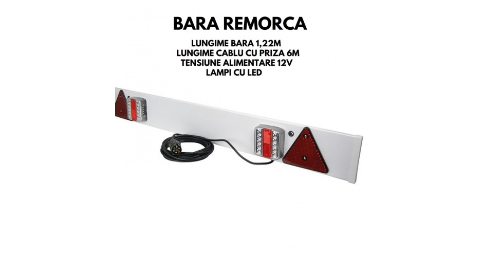 Bara remorca cu stopuri SMD LED, 12V si catadioptri | arhiva Okazii.ro