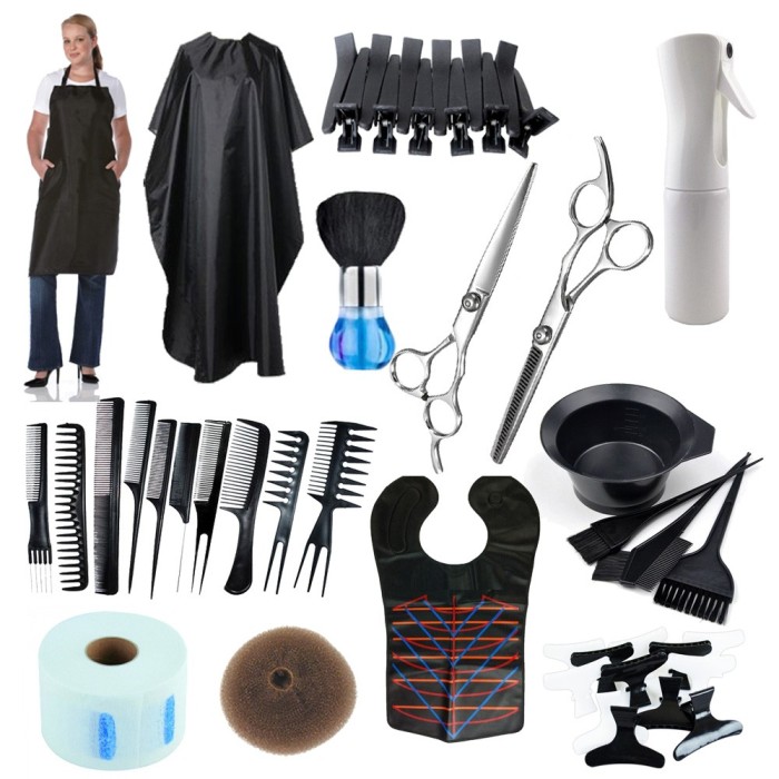 Set kit trusa frizerie coafor coafat foarfeca tuns filat sort ...