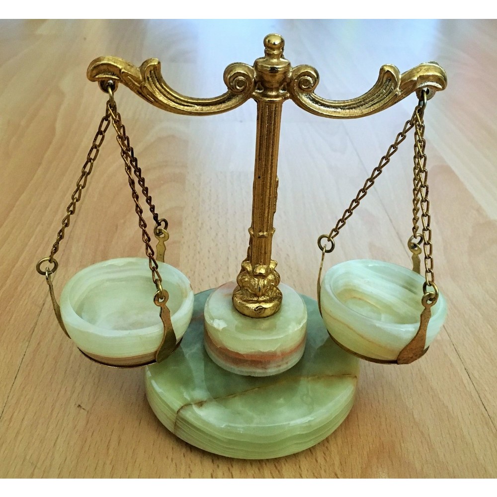 Decoratiune - Balanta / Balanta justitiei - alama + onix - model baroc ...