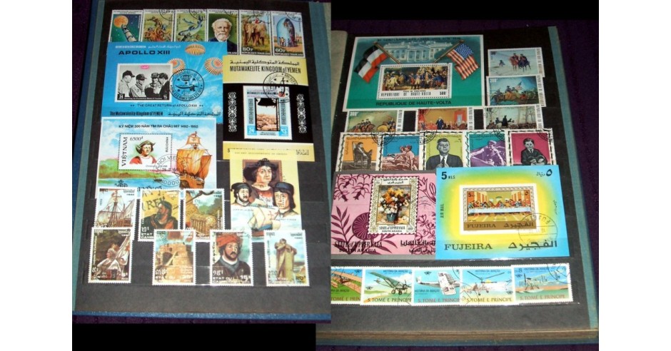 Clasor cu 158 timbre straine stampilate + 44 colite + 14 minicoli + 4 ...