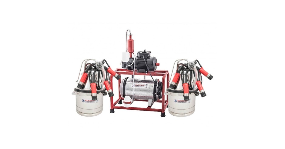 Aparat de muls fix cu 2 posturi si 2 bidoane , pompa cu ulei 350 L ...