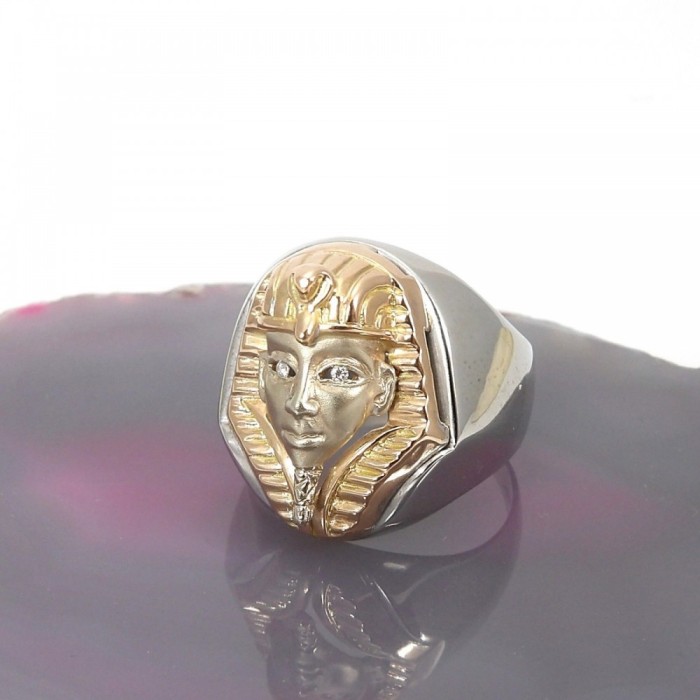 Inel deosebit pfarao aur 14k tutankhamoun cu briliante | Okazii.ro