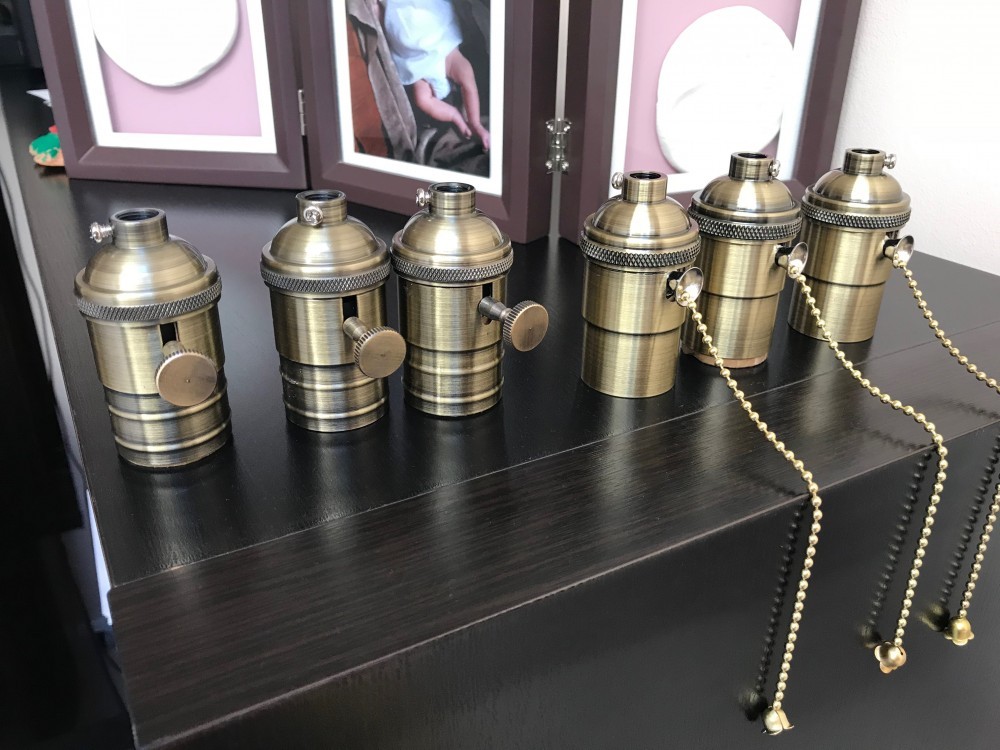 Fasung metalic, Fasung din alama cu intrerupator, dulie cu fir, stil ...