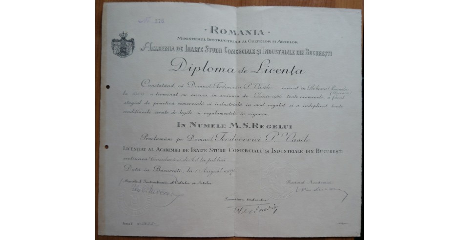 Diploma de Licenta , Academia de Inalte Studii Comerciale si ...