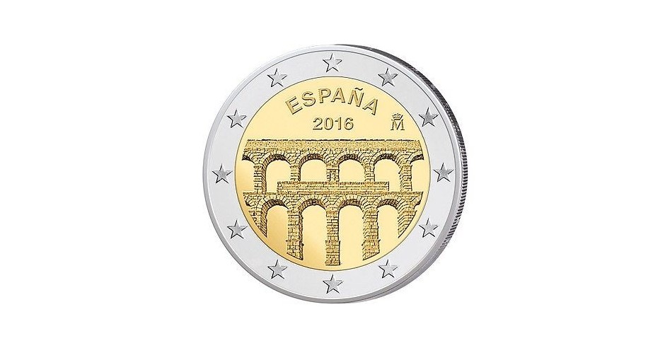 Moneda 2 Euro Spania 2016, Aquaduct Segovia, UNC, Capsula, Numismatica ...