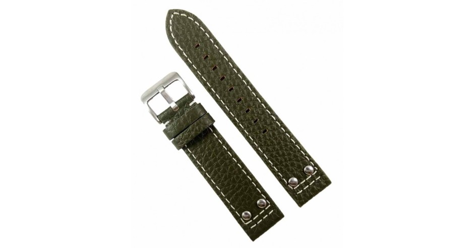 Curea Ceas Piele Naturala Verde Cusatura Alba 20mm WZ2292 | arhiva ...