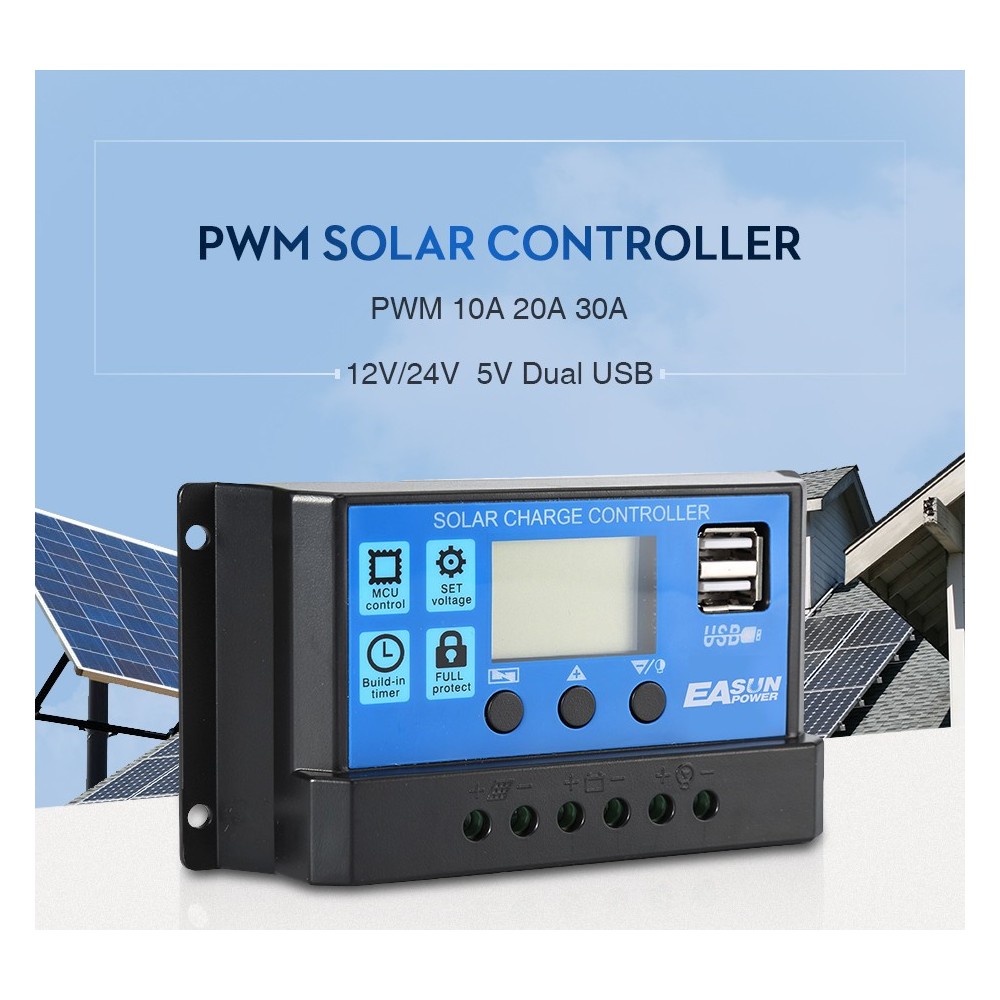 Controler/regulator panouri solare fotovoltaice 12/24 v, 30A PWM ...