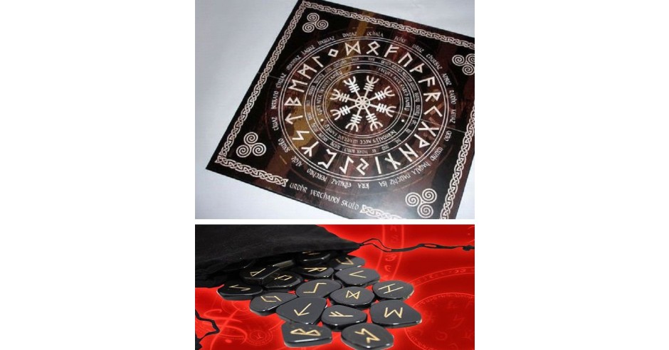 Placa divinatie+cadou set rune ametist,jasp rosu,cuart roz,hematit ...