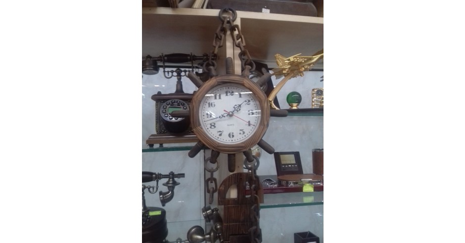 Ceas de perete Nautical Beach Decor forma roata carma nava din lemn ...