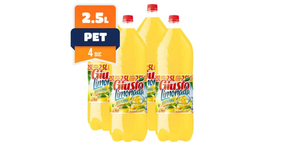 Bax 4 Sticle Suc cu Limonada, 2.5 L, PET, Suc Citrice, Suc Limonada ...