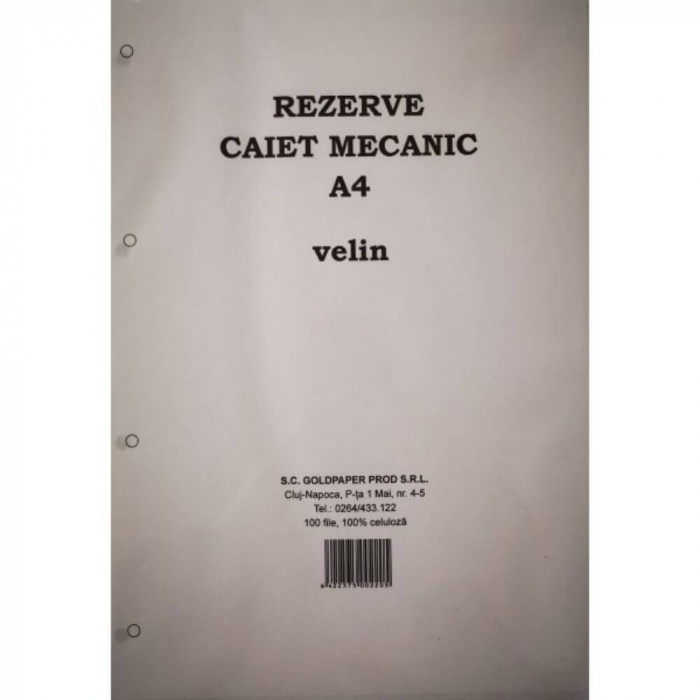 Rezerva Caiet Mecanic A4 Velin GOLDPAPER, 100 Coli/Top, Top Foi Veline ...