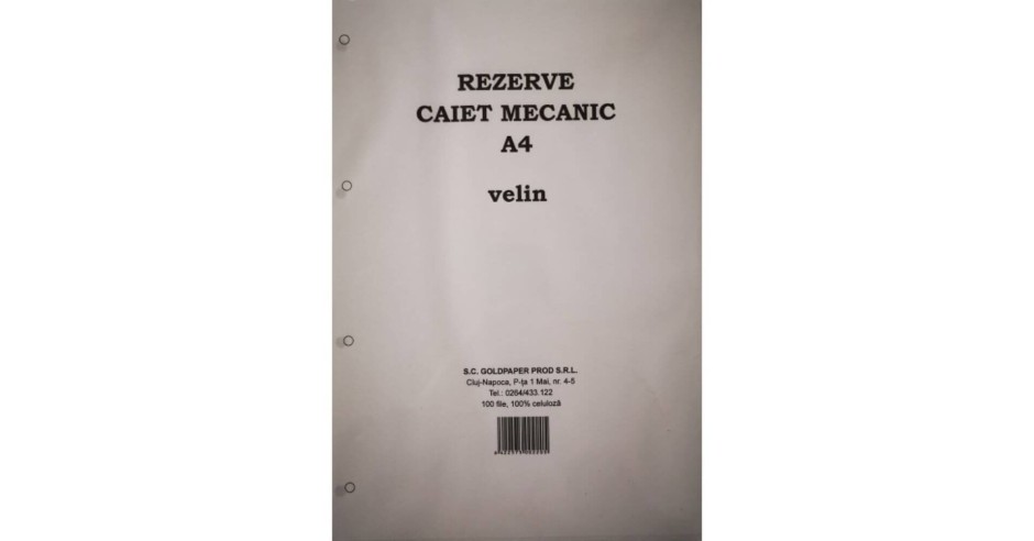 Rezerva Caiet Mecanic A4 Velin GOLDPAPER, 100 Coli/Top, Top Foi Veline ...