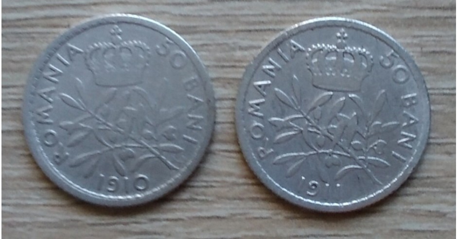 2 monede argint 50 bani 1910 ?i 1911 | arhiva Okazii.ro