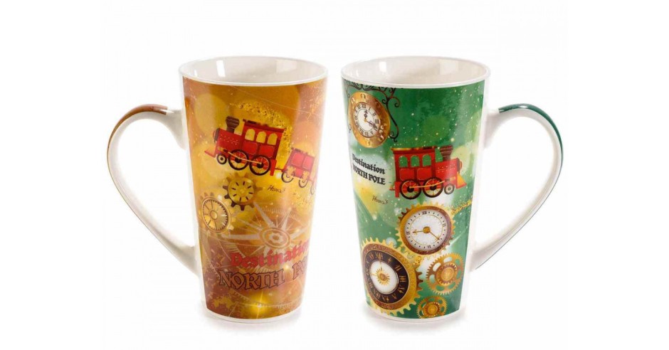 Set 2 cani portelan Craciun 9x15 cm Elegant DecoLux | arhiva Okazii.ro