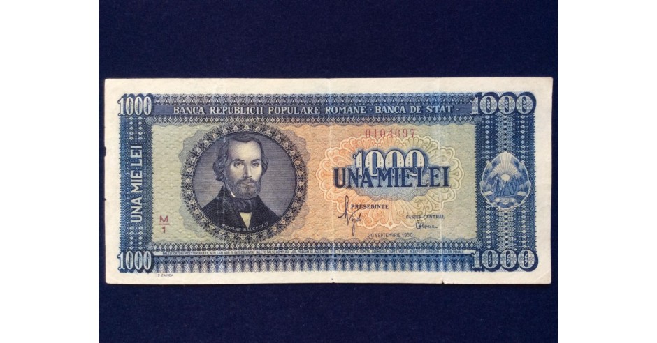 Bancnote Romania - 1000 lei 1950 - seria M 0104697 (starea care se vede ...