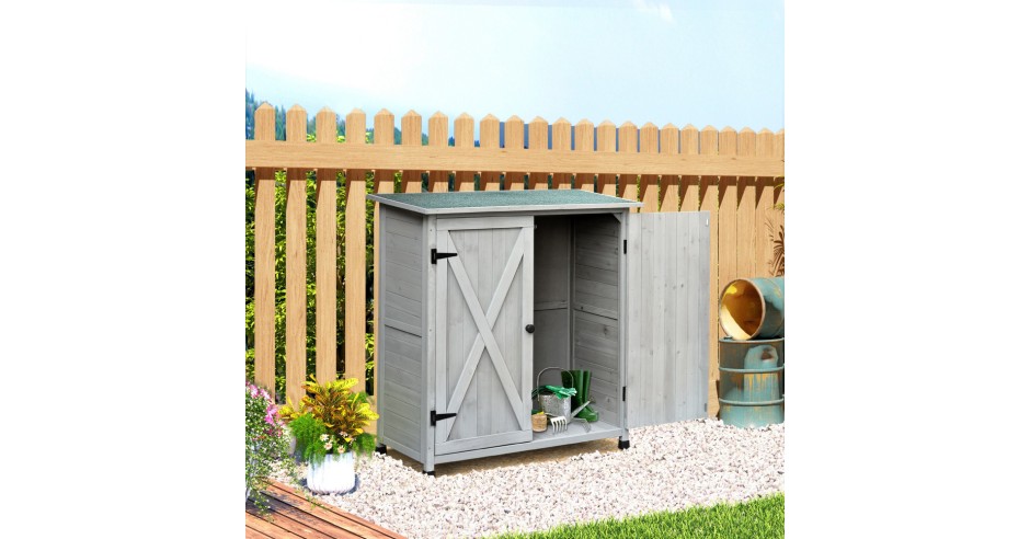 Outsunny Magazie pentru Scule de Gradina din Lemn de Brad Impermeabil ...