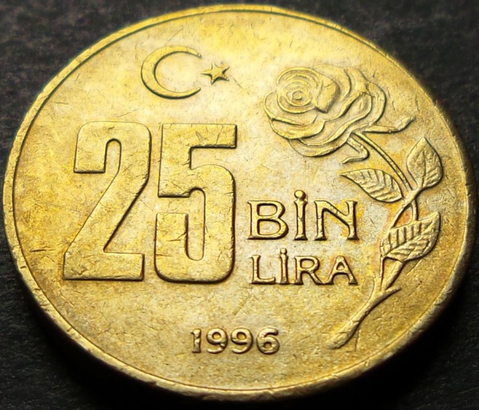 Moneda 25000 LIRE (25 BIN LIRA) - TURCIA, anul 1996 * cod 1139 A ...