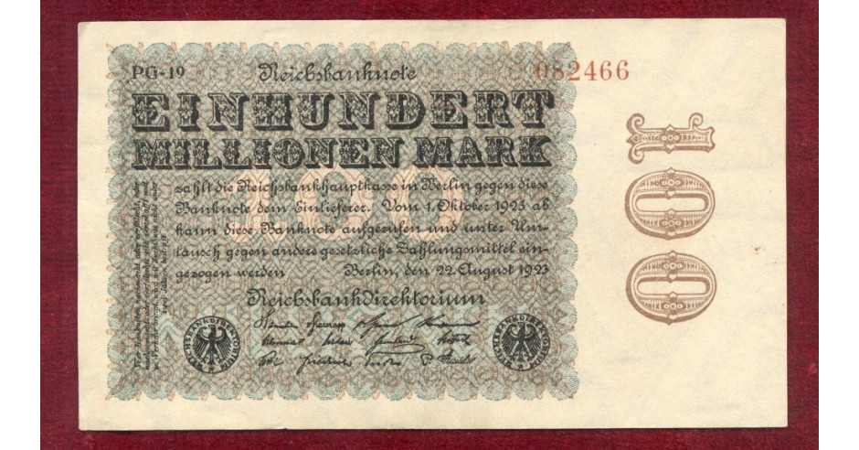 Bancnota Germania - REICHSBANKNOTE - 100.000.000 MARK 1923 #2 | arhiva ...