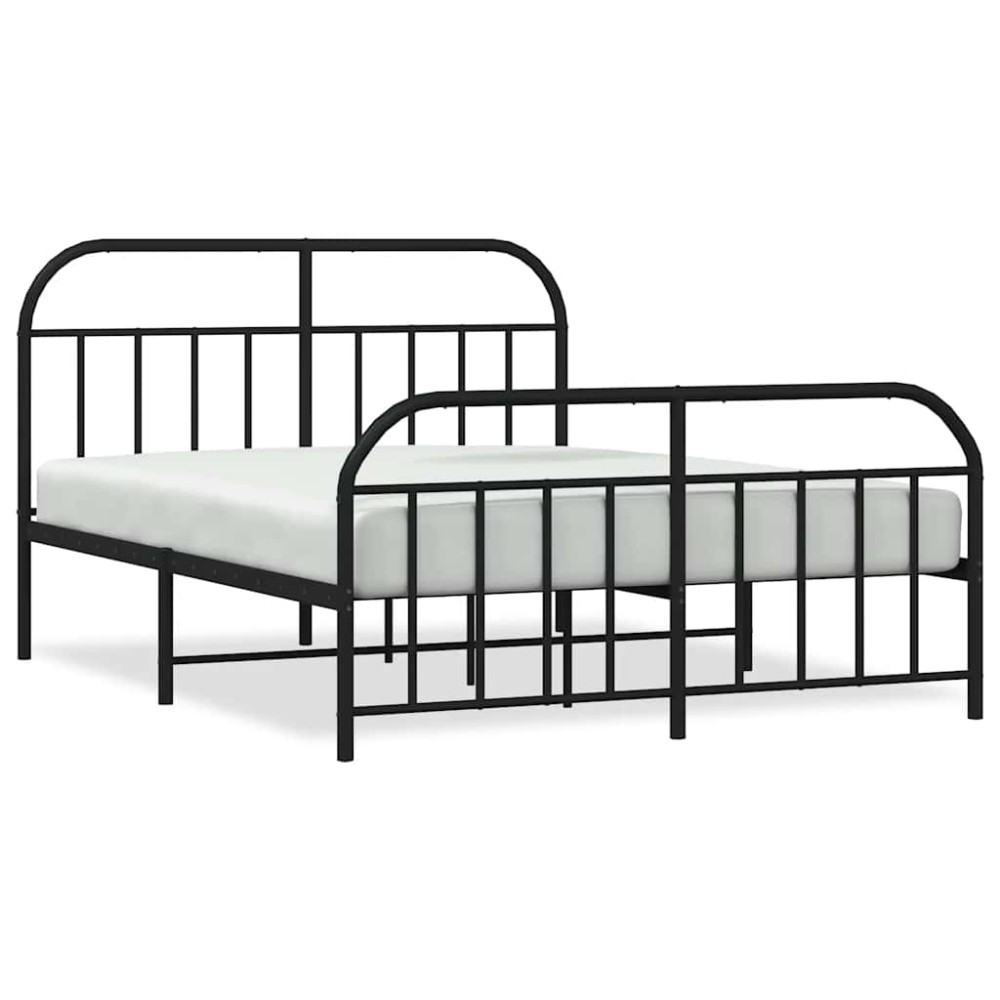 Cadru pat fara saltea, tablie de picioare negru 180x200cm metal ...