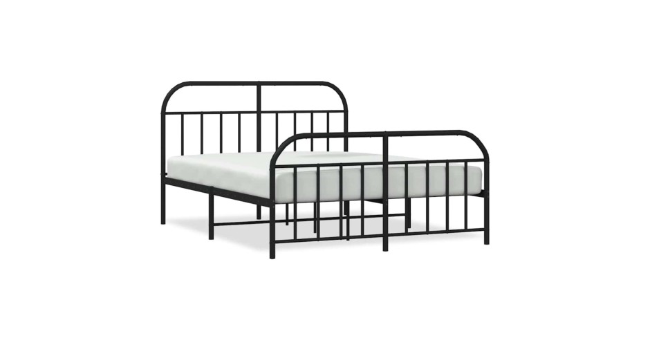 Cadru pat fara saltea, tablie de picioare negru 180x200cm metal ...