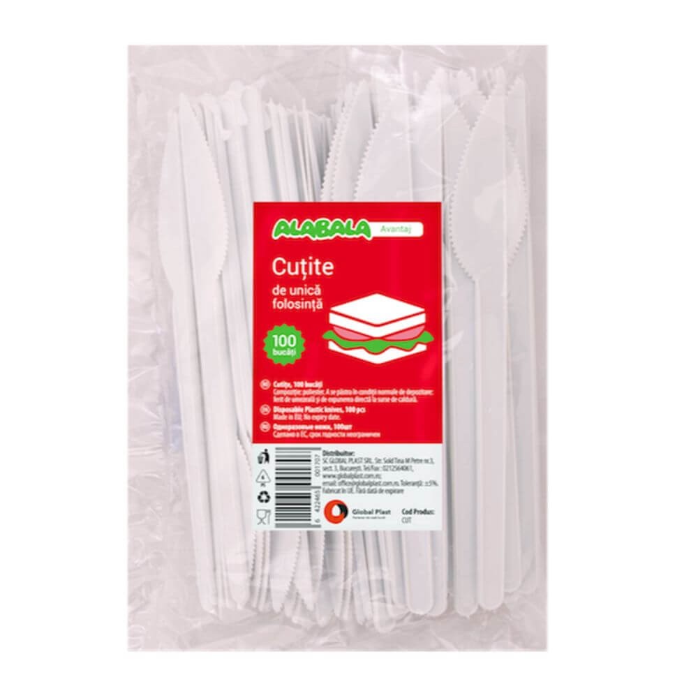 Cutite din Plastic de Unica Folosinta, 100 Buc/Set, 16.3 cm, Culoare ...