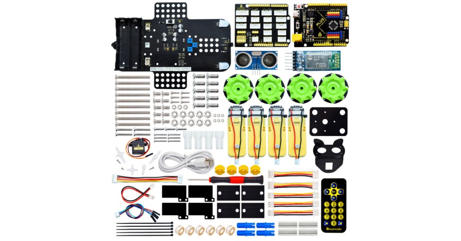 Kit masina robot 4WD Mecanum pentru proiecte de programare STEM, KS0551 ...