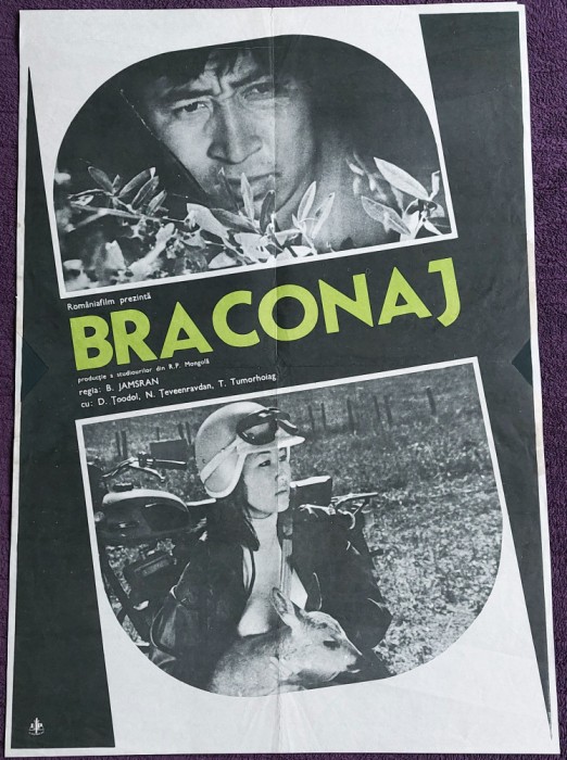 Braconaj - Afis mare cinema Romaniafilm film mongolez 1962 | Okazii.ro