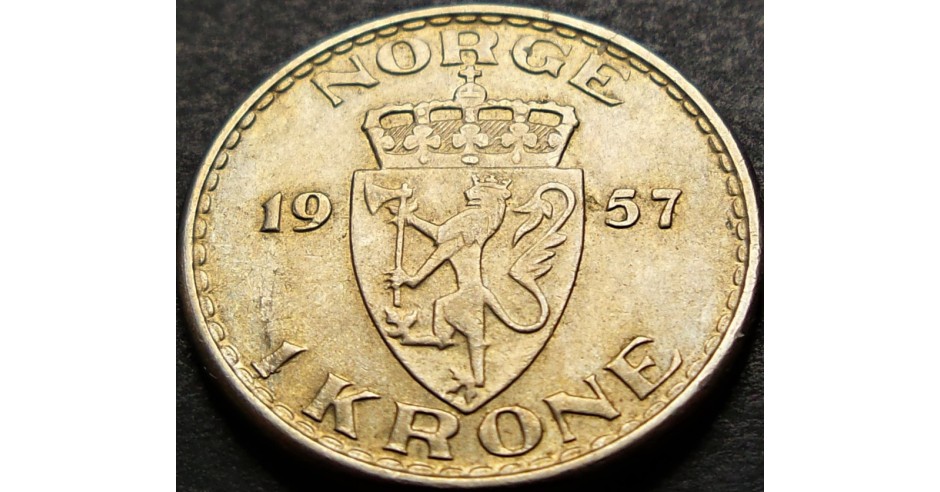 Moneda 1 COROANE / KRONE - NORVEGIA, anul 1957 * cod 413 B | arhiva Okazii.ro